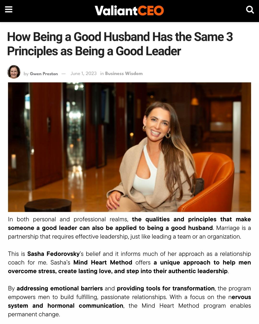 VALIANT CEO MAGAZINE FEATURES SASHA FEDOROVSKY’S APPROACH TO HELPING MEN SAVE THEIR MARRIAGE ...